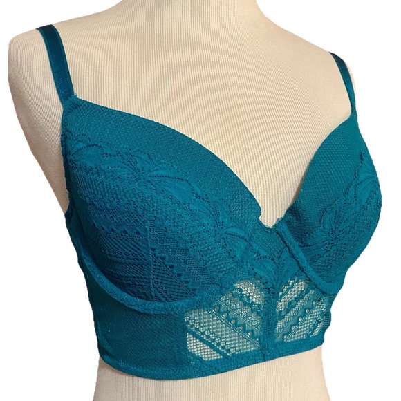Auden | Intimates & Sleepwear | Auden Turquoise Lace Underwire Longline ...